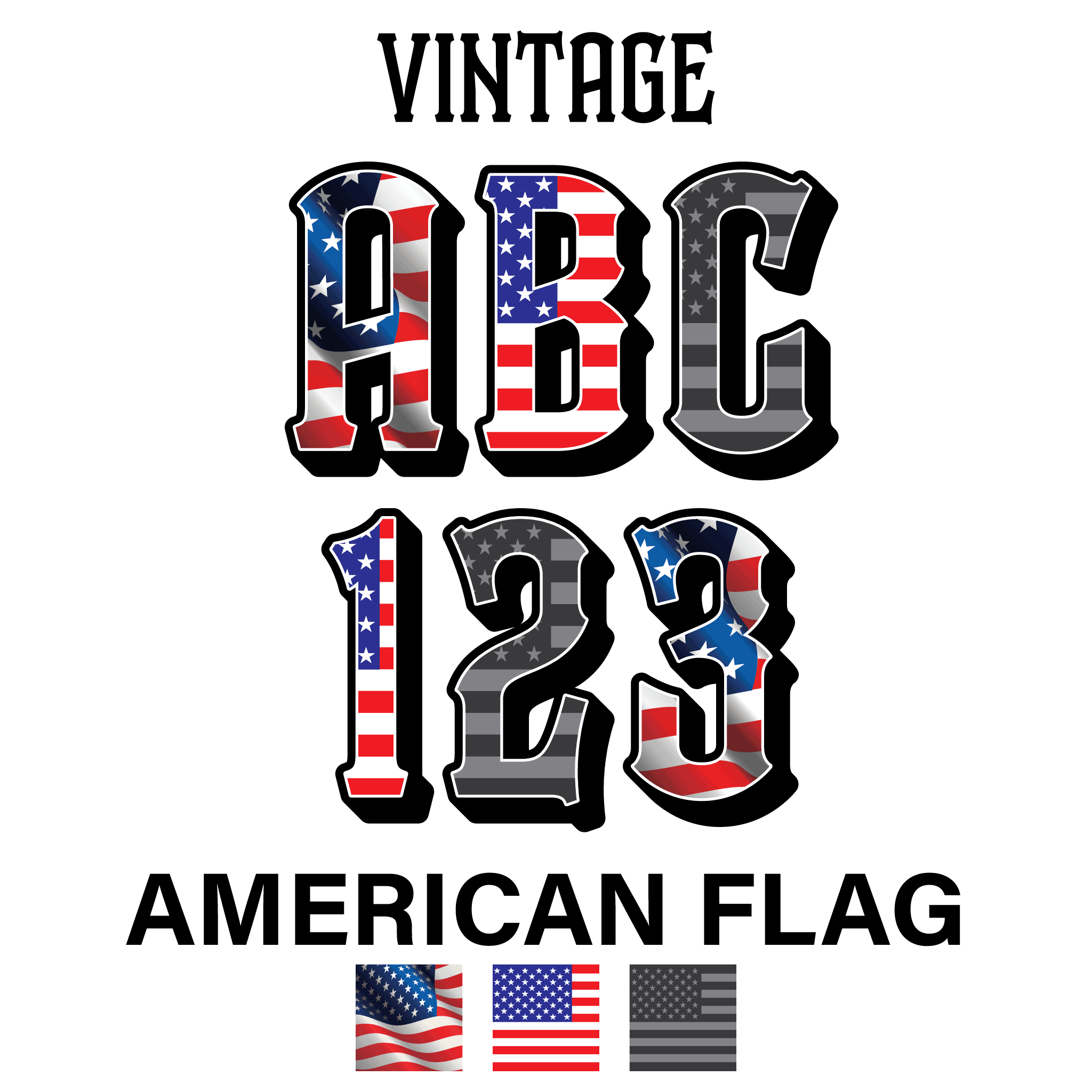 Reflective 3-D American Flag Letters and Numbers Decals
