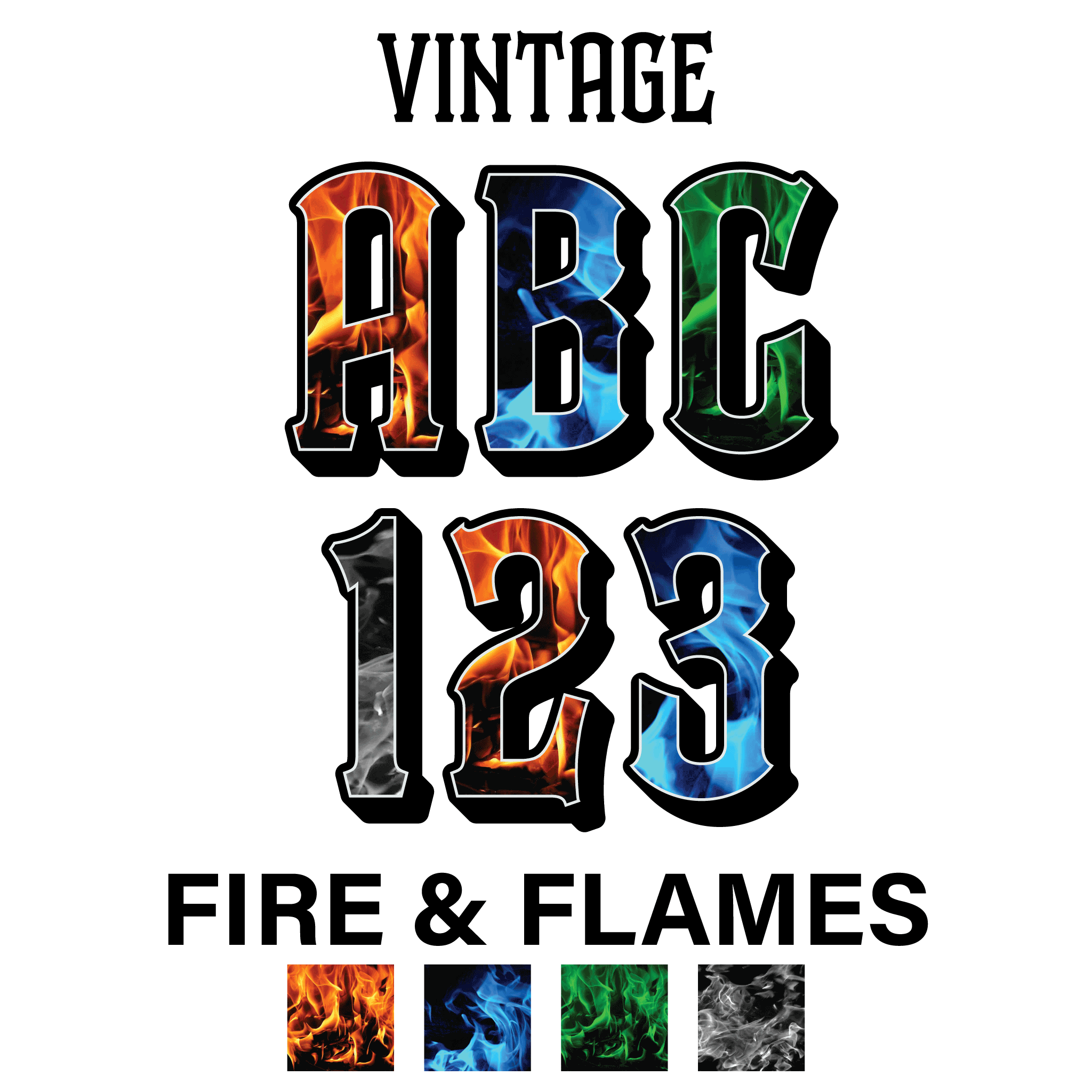 Reflective 3-D Fire & Flame Letters and Numbers Decals