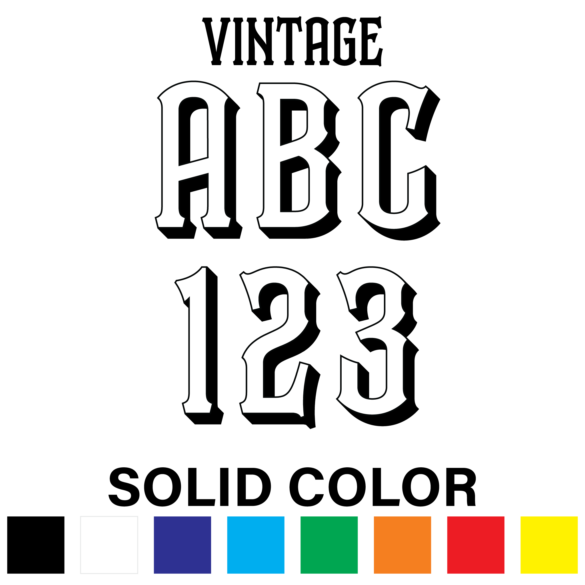 Reflective 3-D Solid Color Letters and Numbers Decals