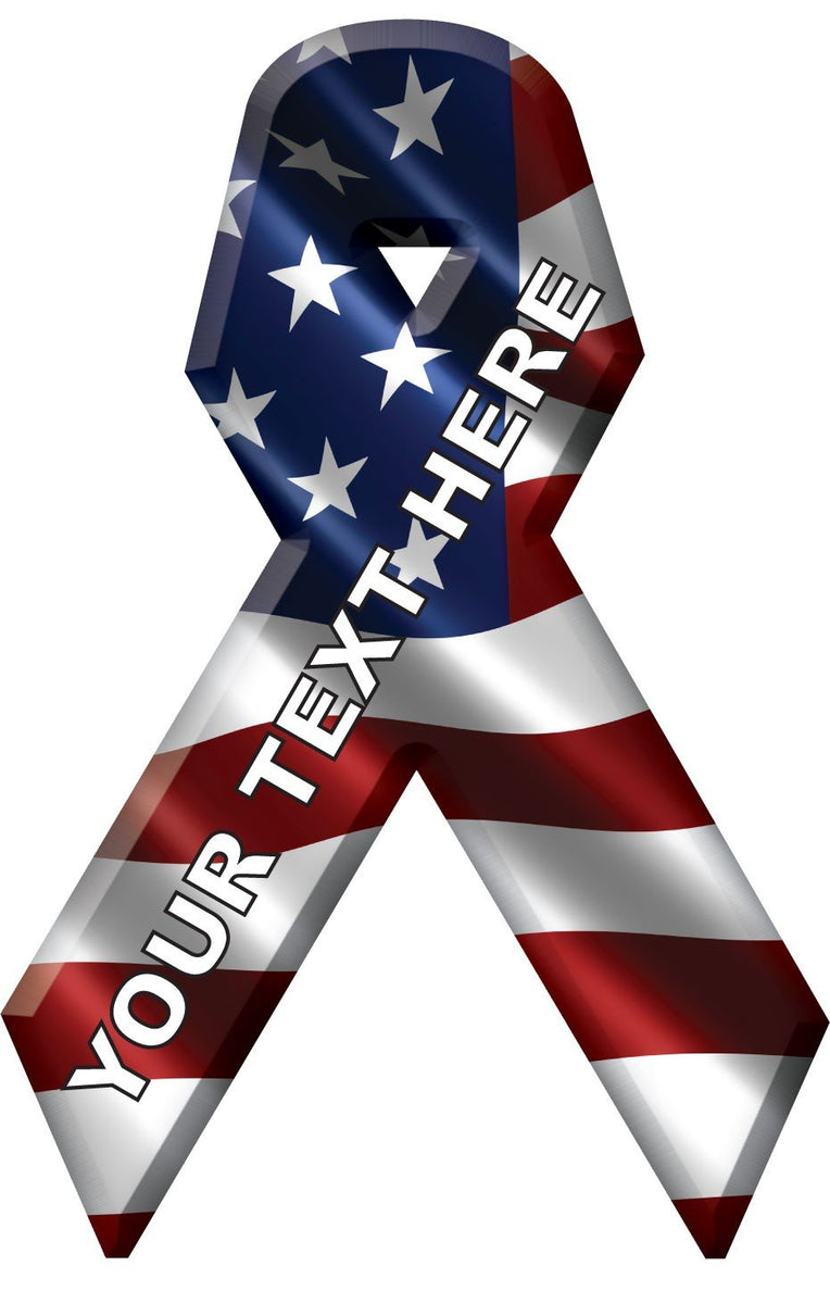 American Flag Custom Text Patriotic Ribbon Reflective Decal – Fire ...