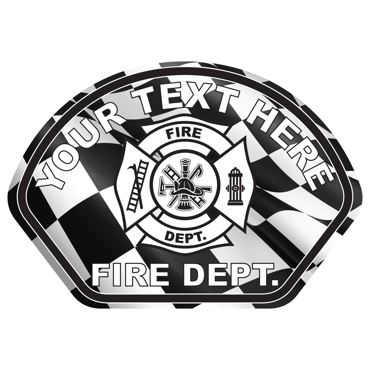 Checkered Flag Helmet Front Reflective Decals – Fire Safety Decals