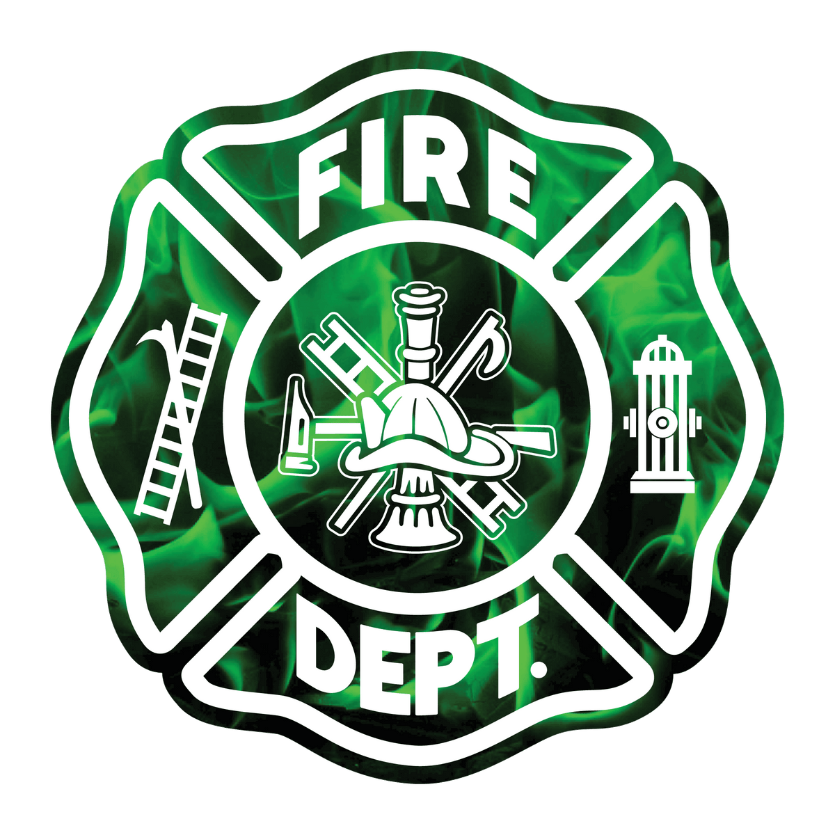 Fire & Flames Maltese Cross Reflective Decals – Fire Safety Decals