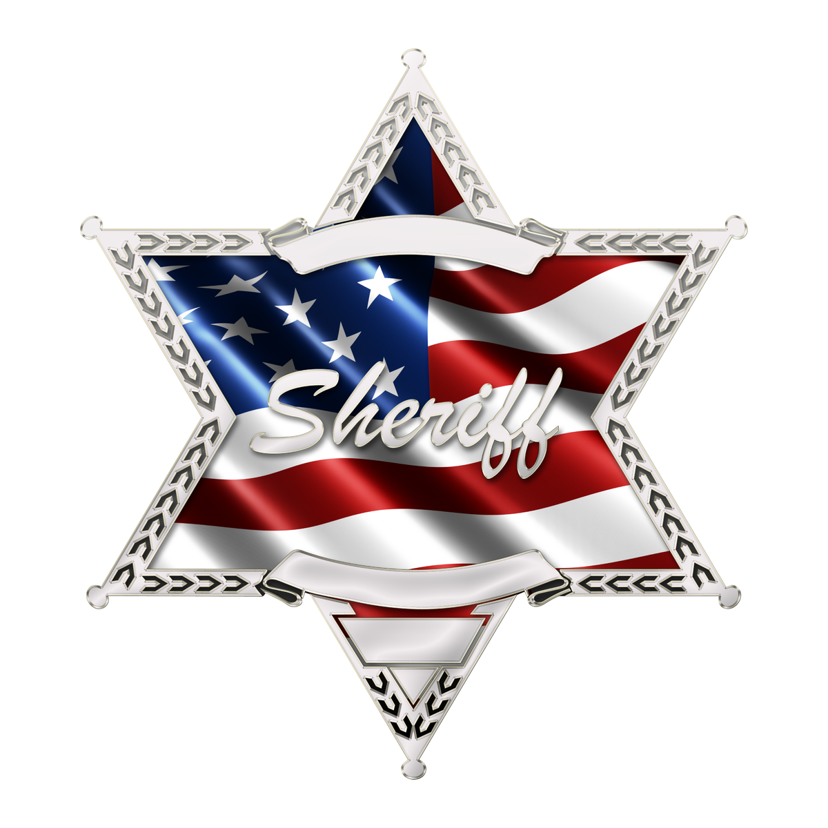 Police Sheriff Star 6 Point Wavy US Flag Sheriff Reflective Decals ...