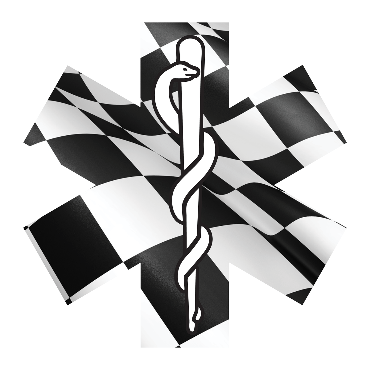 Checkered Flag Star Of Life Reflective Decals – Fire Safety Decals